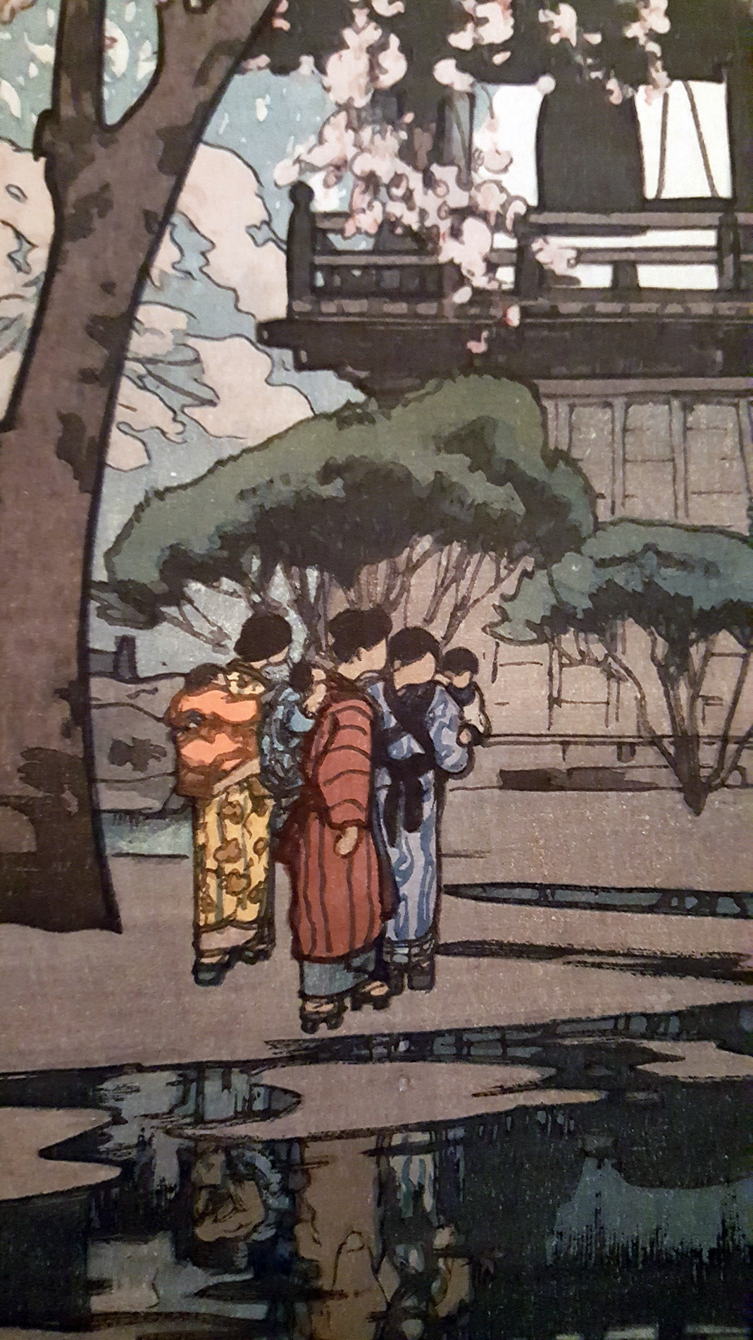 In a Temple Yard by Hiroshi Yoshida Japanese Woodblock Print
