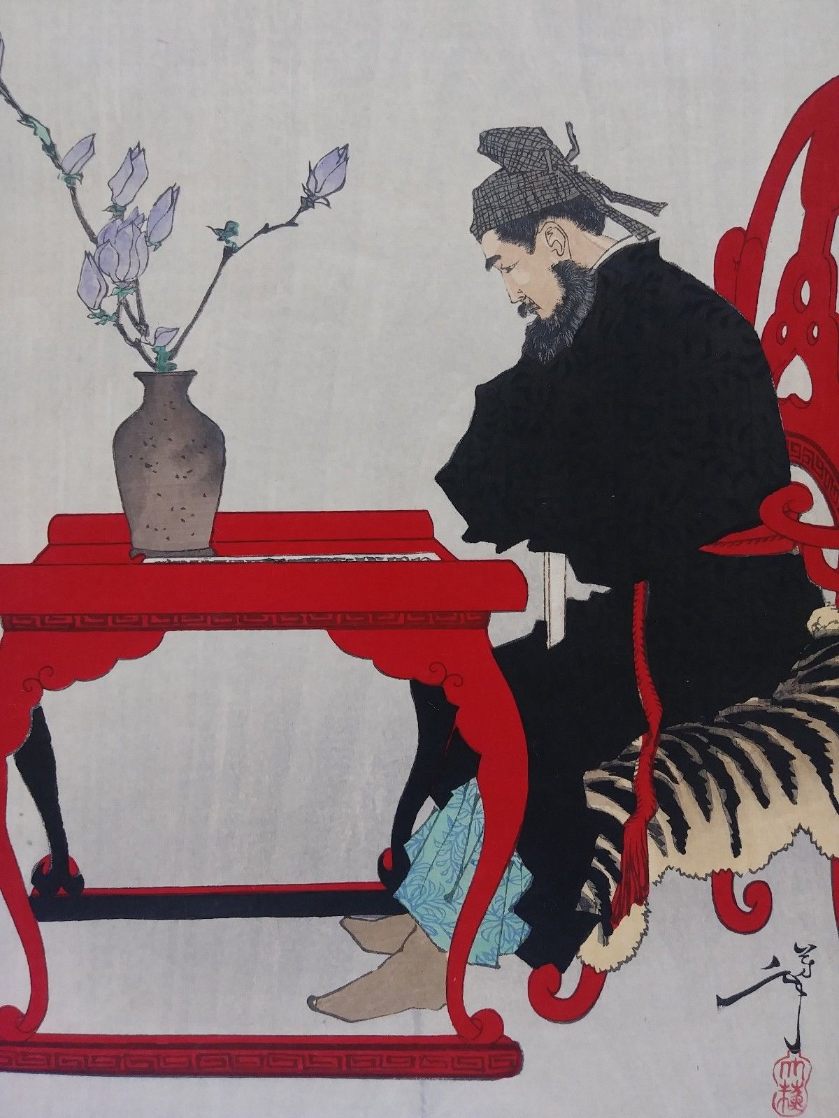 Kibi Daijin Seated at a Chinese Table by Tsukioka Yoshitoshi Japanese ...