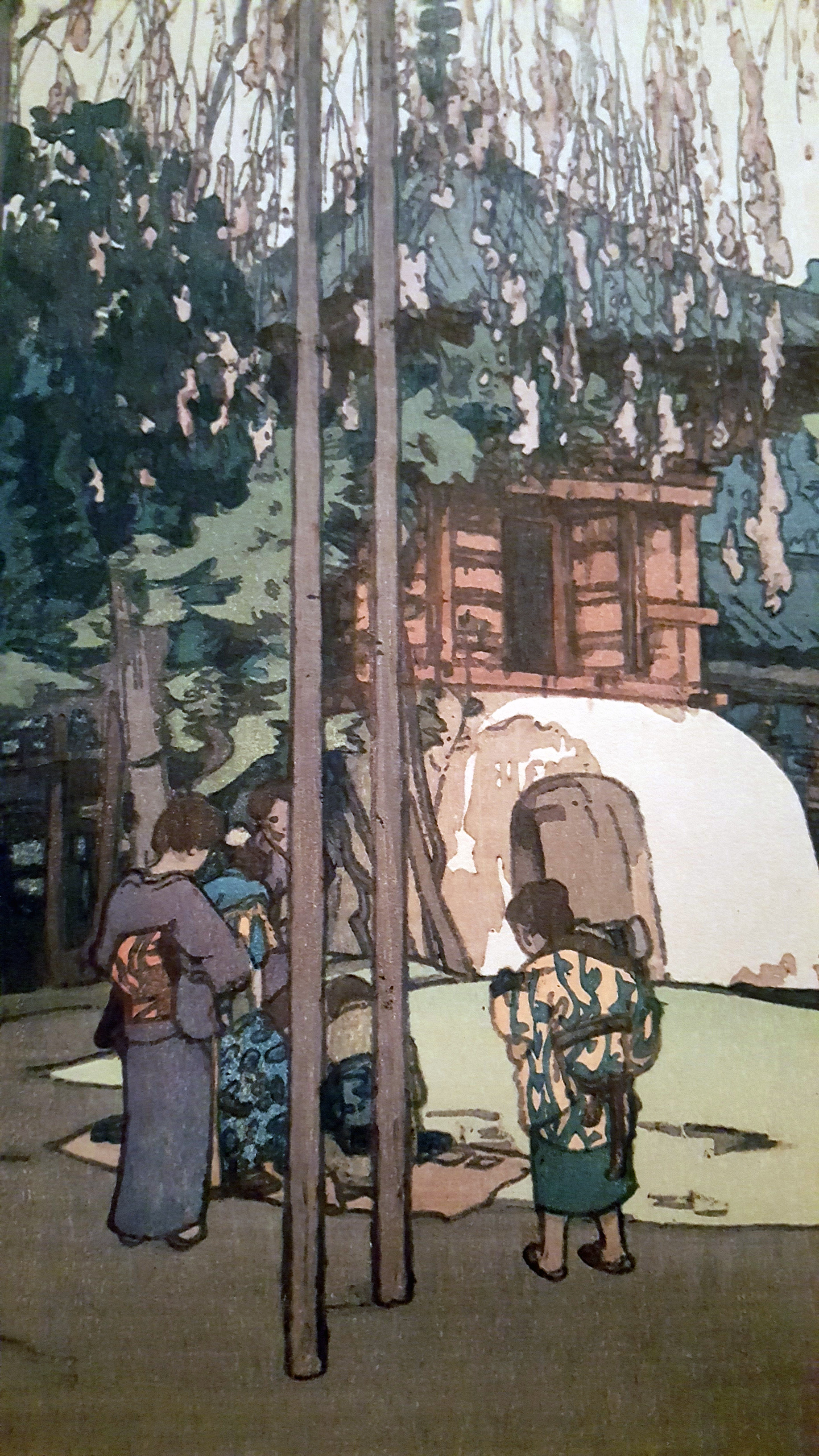 The Cherry Tree in Kawagoe by Hiroshi Yoshida Japanese Woodblock Print