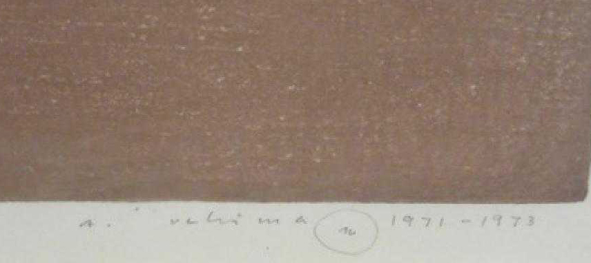 Two Spheres in Space B by Ansei Uchima Abstract Japanese Woodblock Print