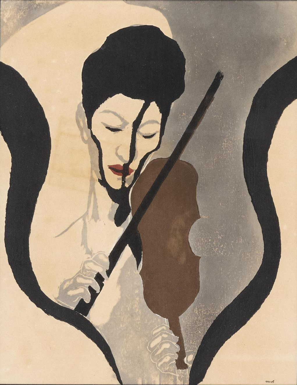 Impression of a Violinist by Koshiro Onchi Sosaku Hanga Japanese ...