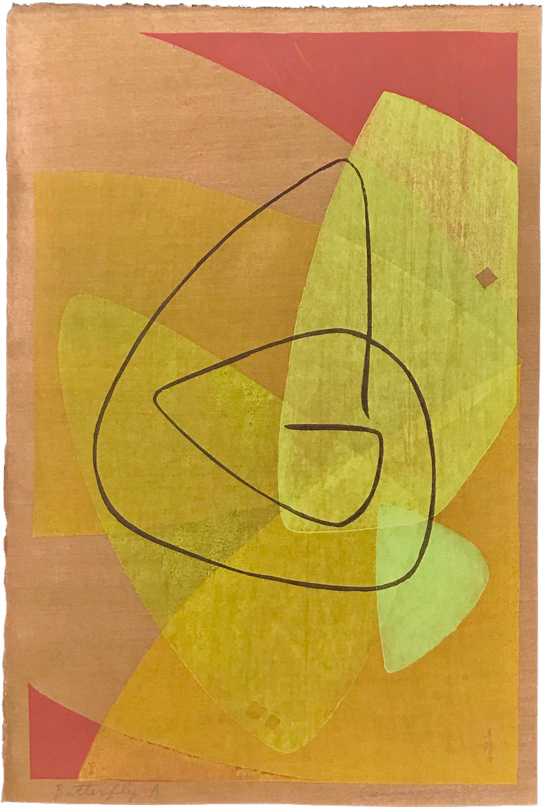 Butterfly A by Chizuko Yoshida Japanese Woodblock Print