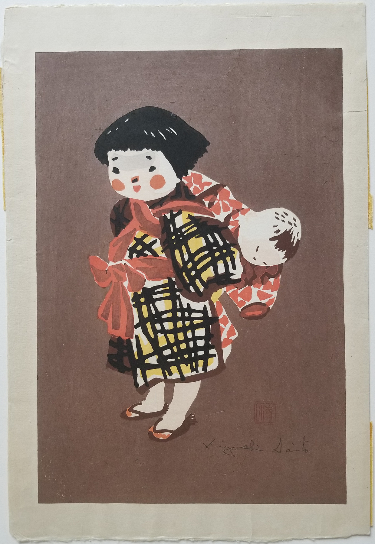 Child in Aizu by Kiyoshi Saito Japanese Woodblock Print