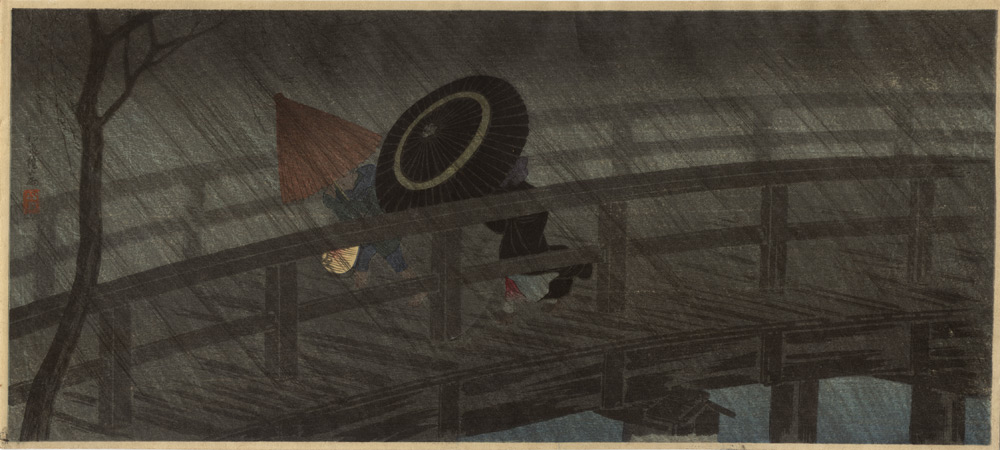 Rain on Izumi Bridge by Takahashi Hiroaki Shotei Shin Hanga Japanese ...